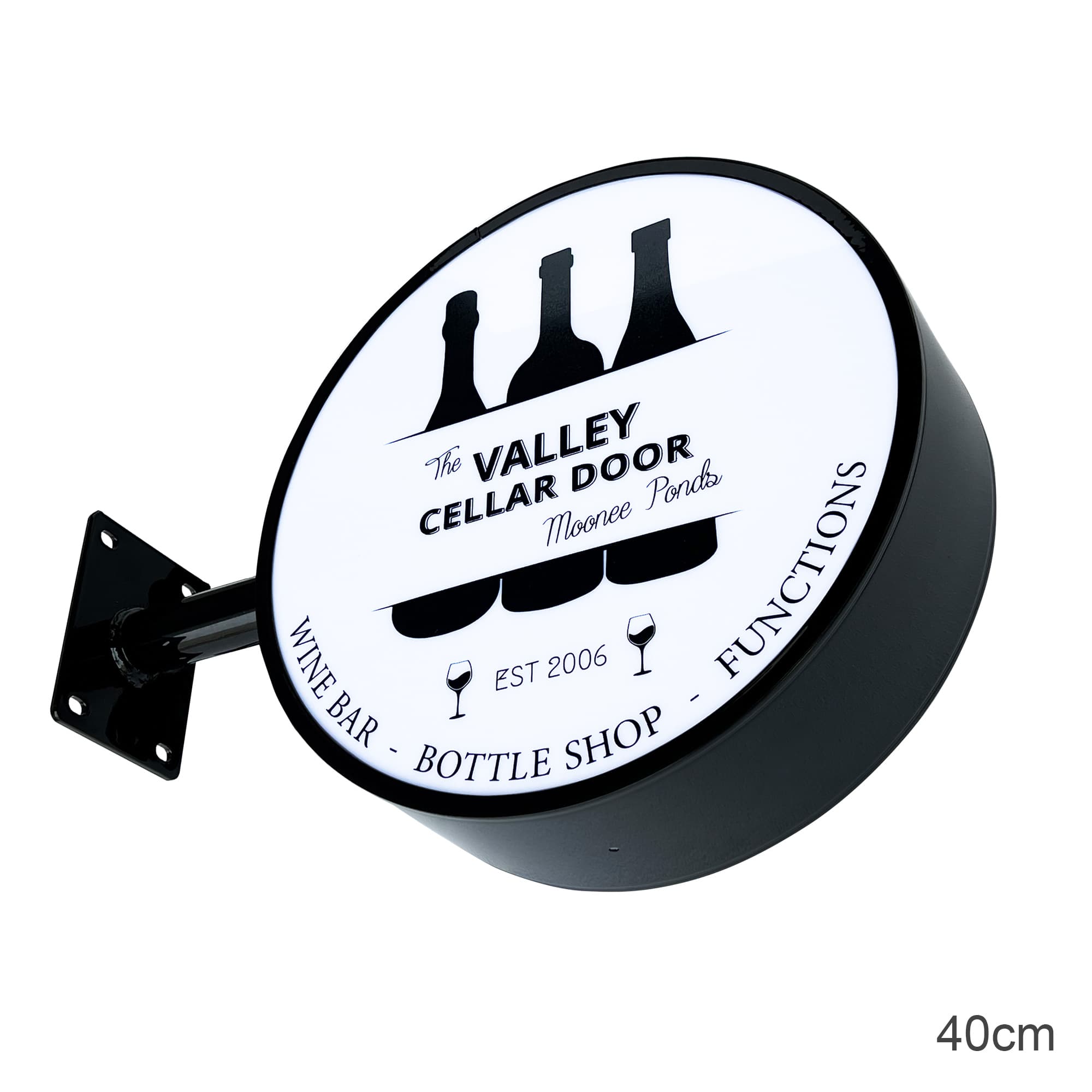 Round LED Lightbox with Flat-Face One-arm | Double-sided